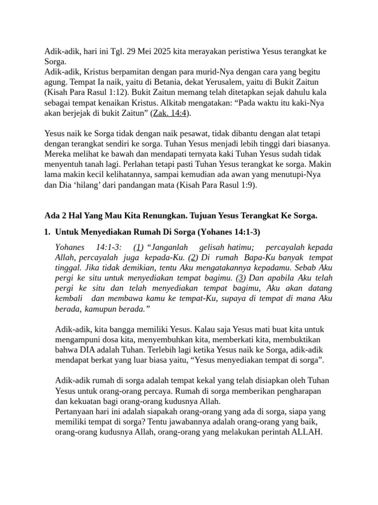 Firman Kenaikan Tuhan Yesus | PDF