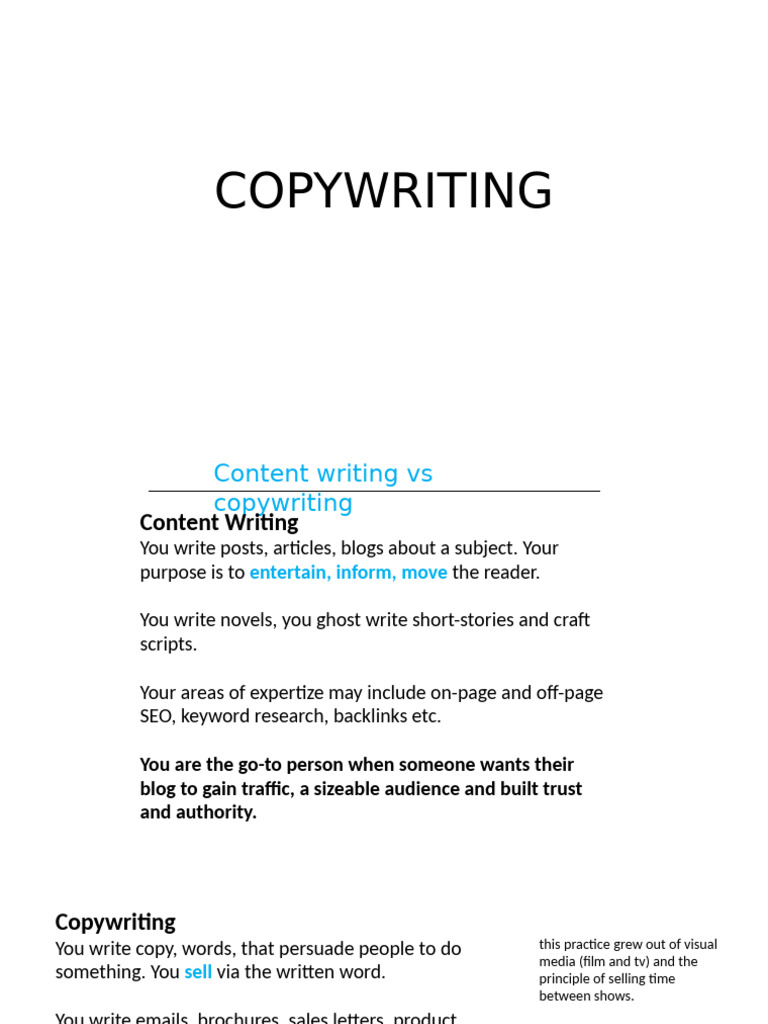 Copywriting Essentials for Media | PDF | Logos | Copywriting