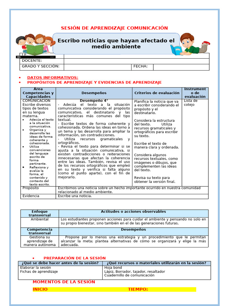 4° SES.COMU MIER 4 ESCRIBE UNA NOTICIA | PDF | Aprendizaje | Comunicación