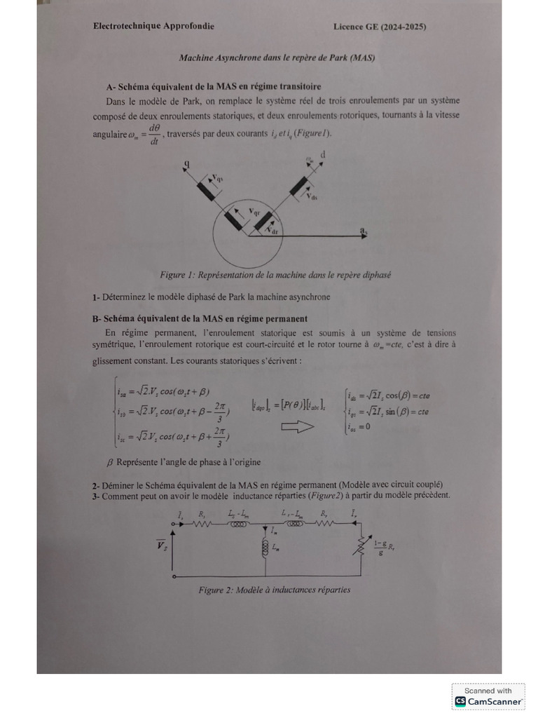 Machine Asynchrone Dans Le Repére de Par | PDF