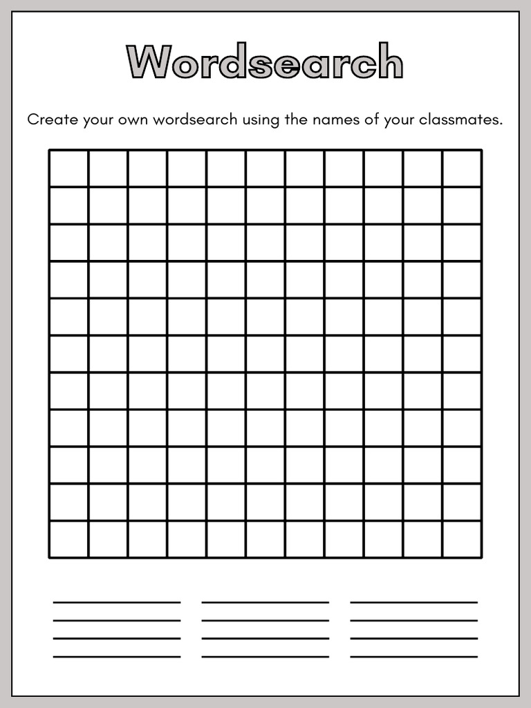 Black and White Wordsearch Early Finishers Worksheet | PDF