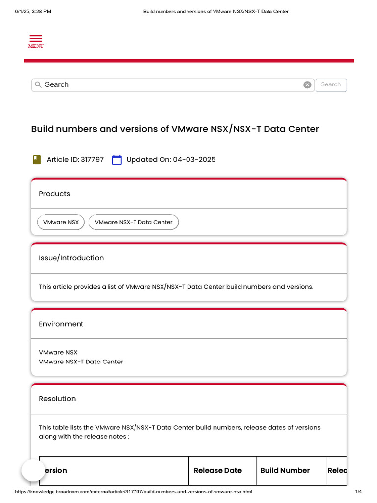 Build Numbers and Versions of VMware NSX - NSX-T Data Center | PDF ...