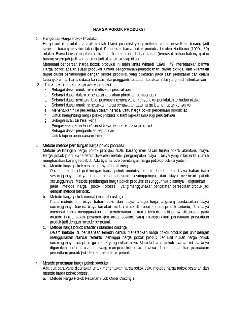 Materi Harga Pokok Produksi | PDF