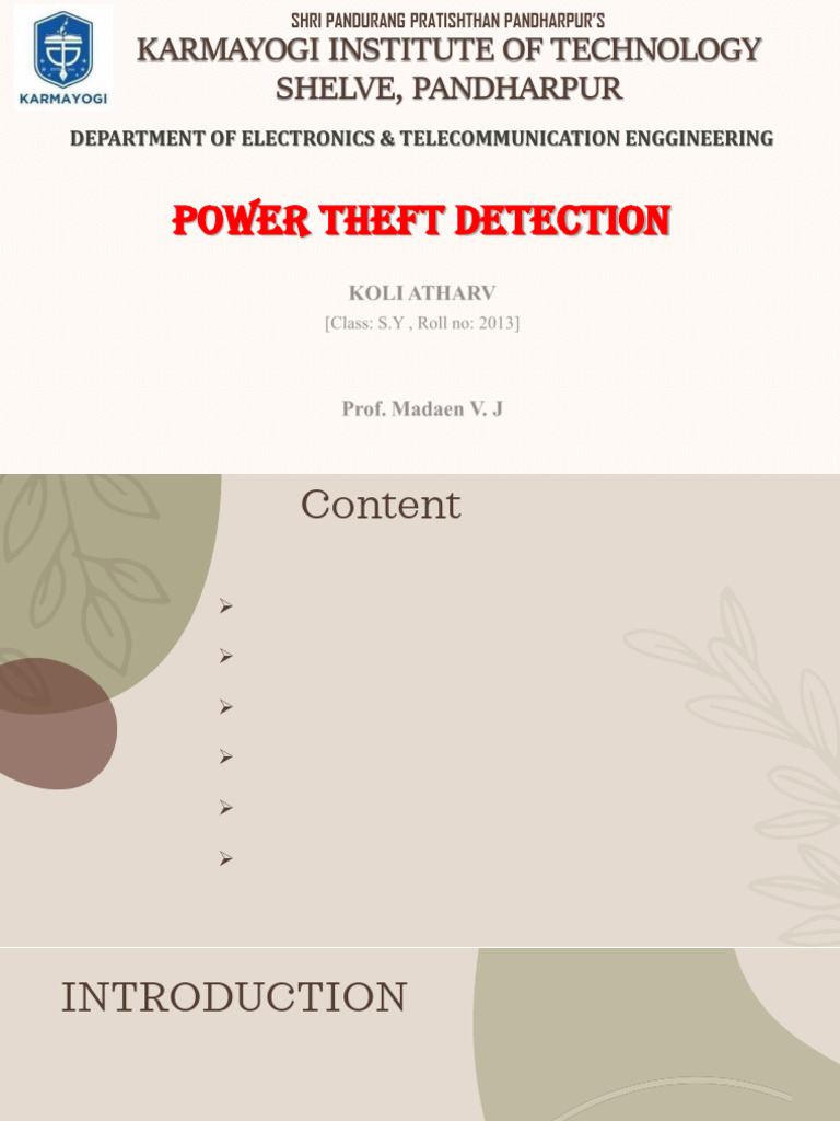 Power Theft Detection Techniques | PDF