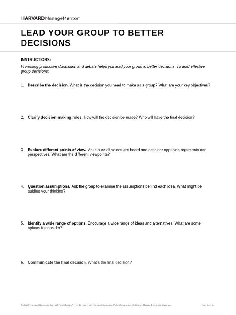 Lead Your Group To Better Decisions | PDF