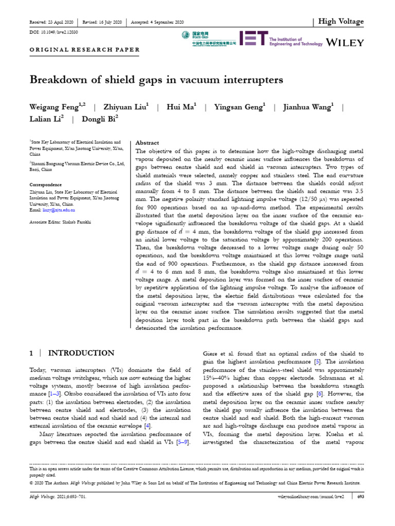 Breakdown of Shield Gaps in Vacuum Interrupters | PDF | Insulator ...