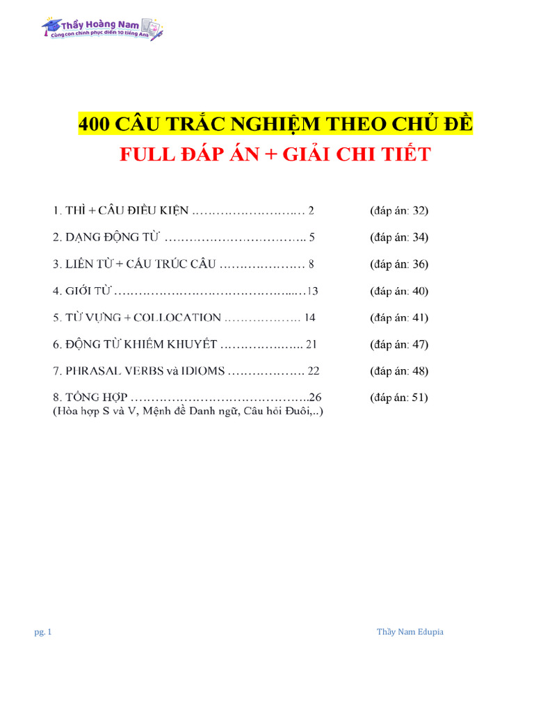 BT 400 Cau Trac Nghiem | PDF