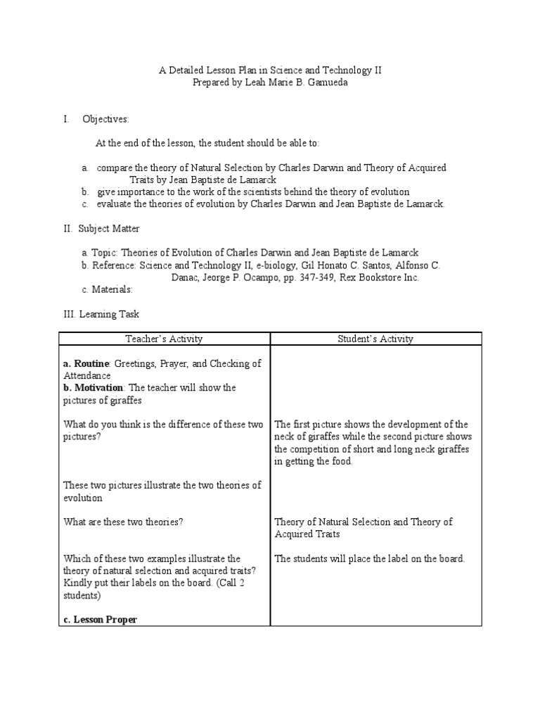 Comparing Darwin and Lamarck's Theories of Evolution: A Lesson on ...