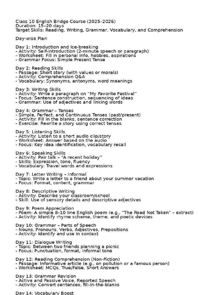 Bridge Course English | PDF