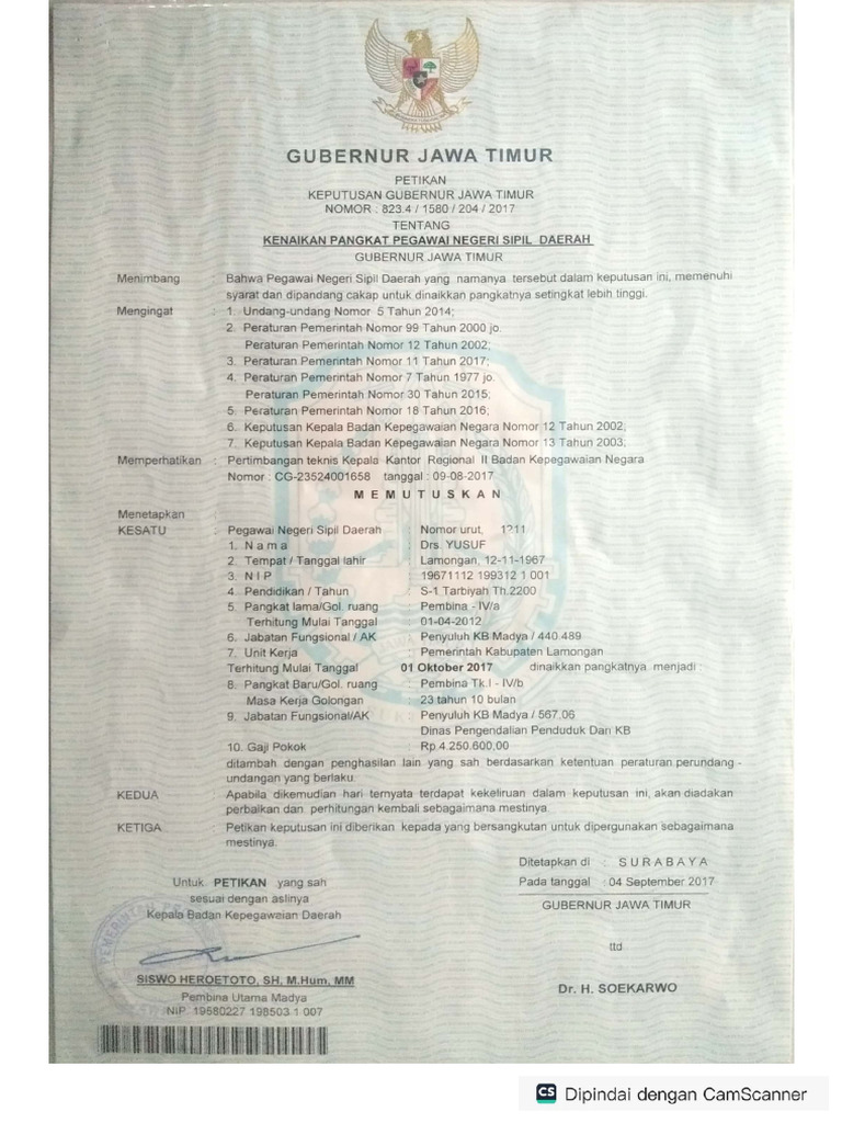 SK Pangkat IV B Drs Yusuf | PDF