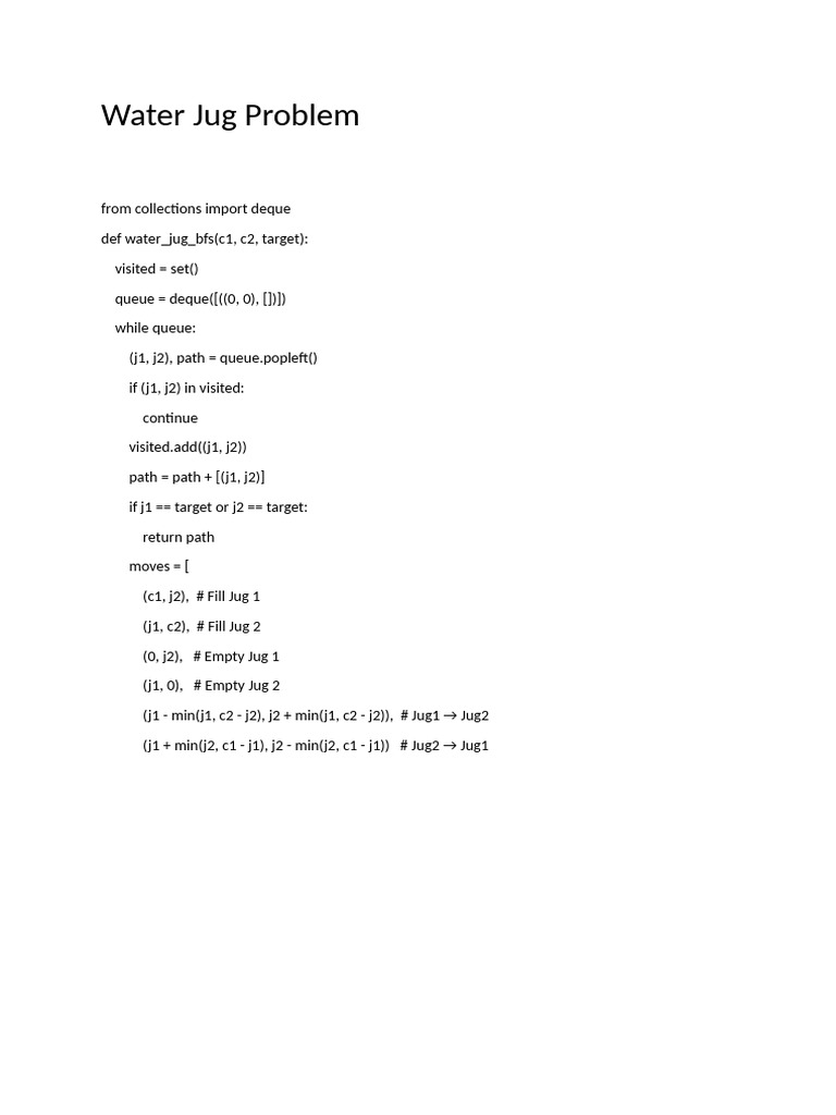 Water Jug Problem | PDF