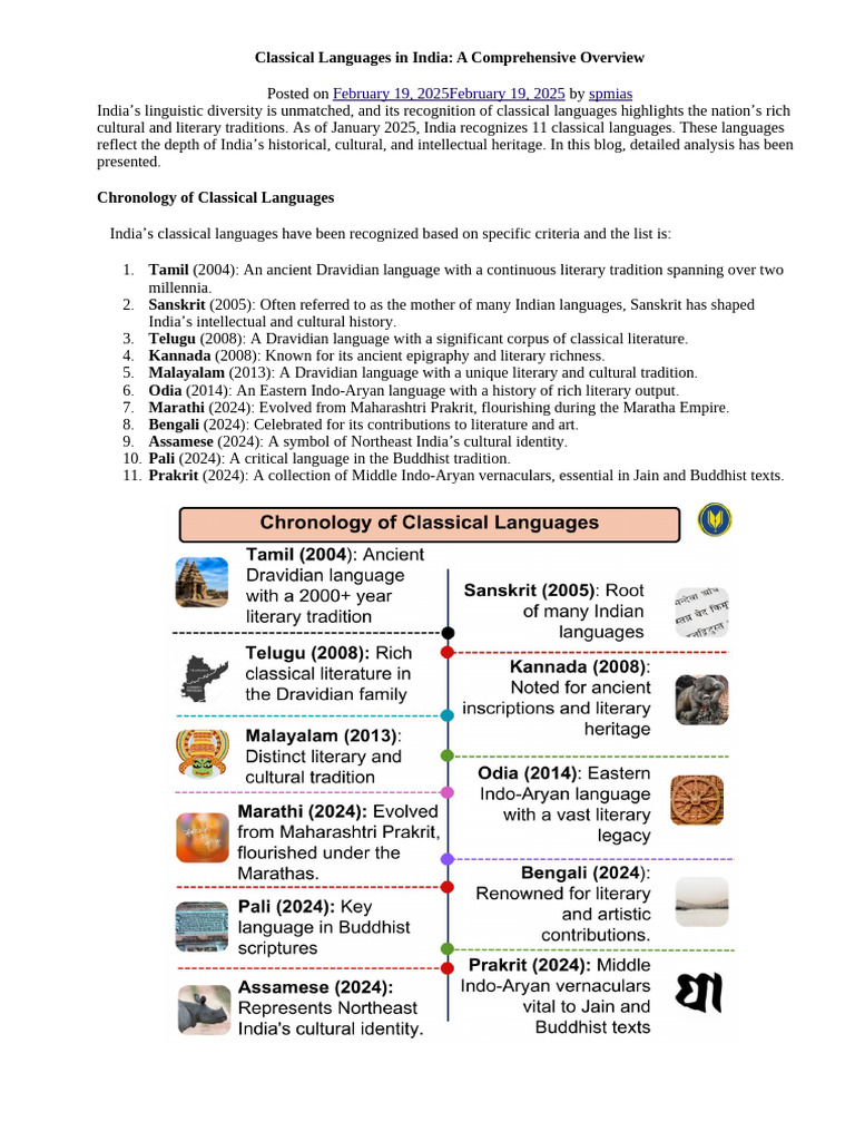 Overview of India's 11 Classical Languages | PDF | Languages Of India ...