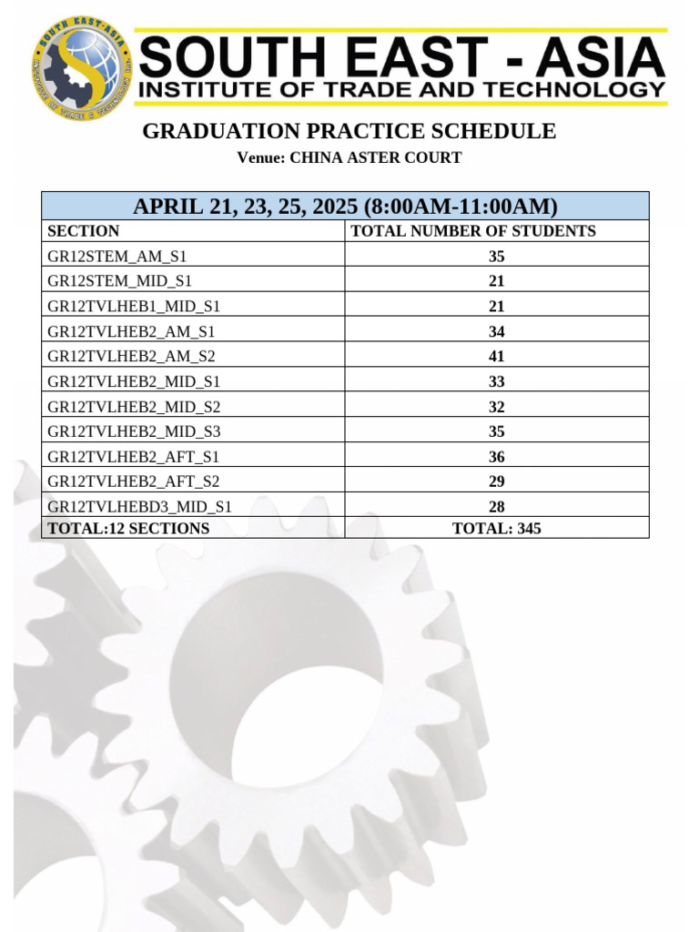 Graduation Practice Schedule | PDF