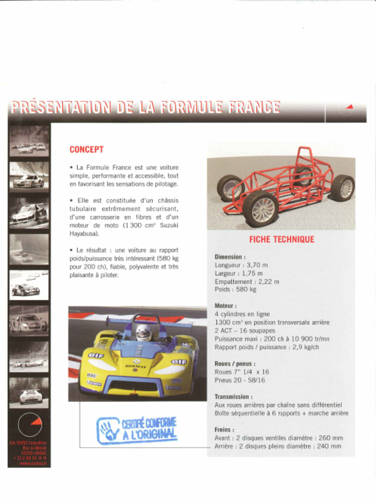 Fiche Technique Formule France | PDF