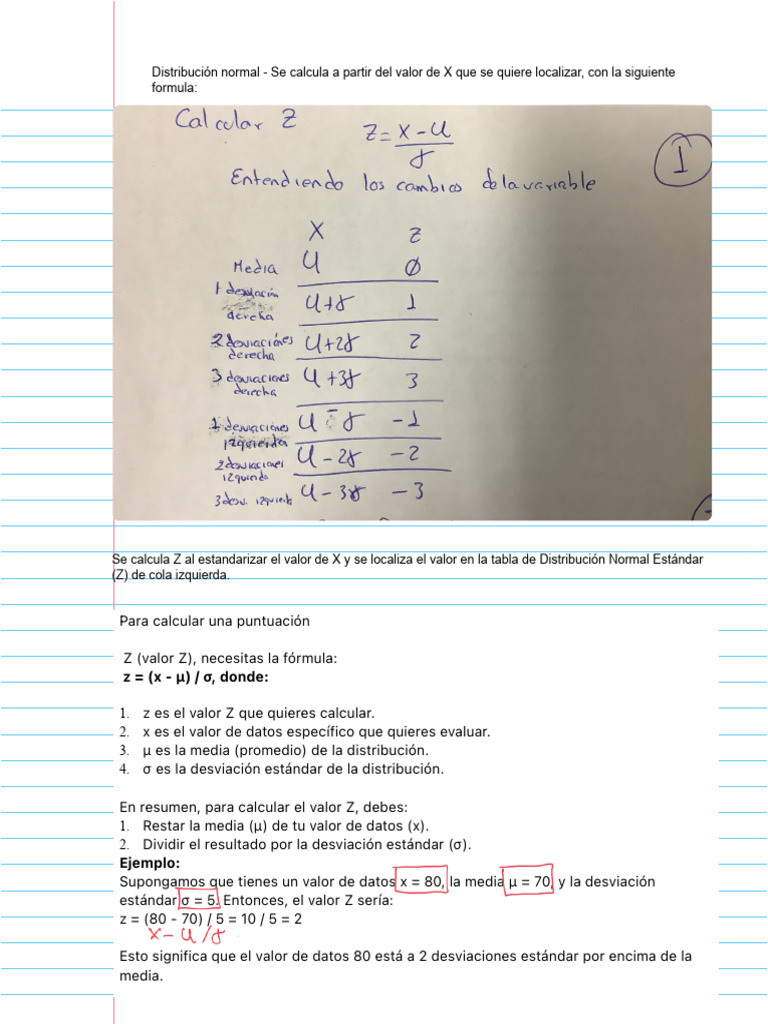 Distribución Normal - Tabla Z - Probabilidad - Apuntes y Ejercicios | PDF