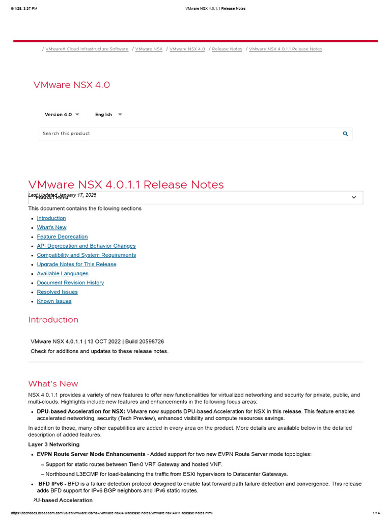 VMware NSX 4.0.1.1 Release Notes | PDF | Computer Network | Proxy Server