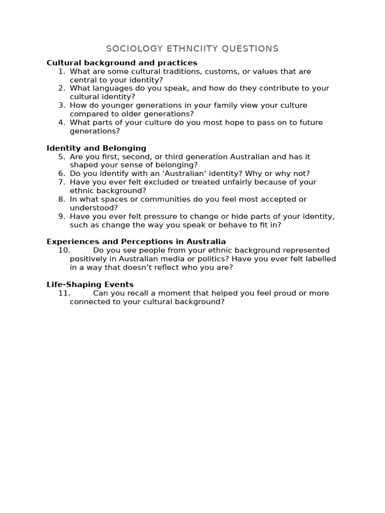 Sociology Ethnciity Questions | PDF