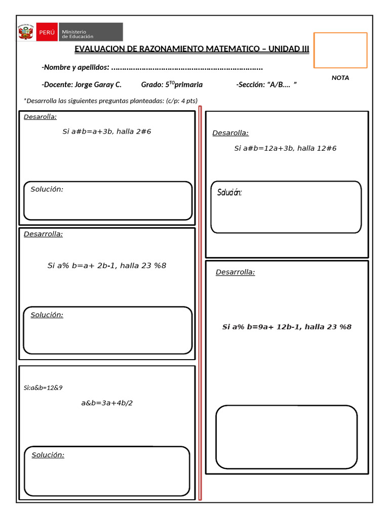 RM 5to Prmaria Unidad III | PDF