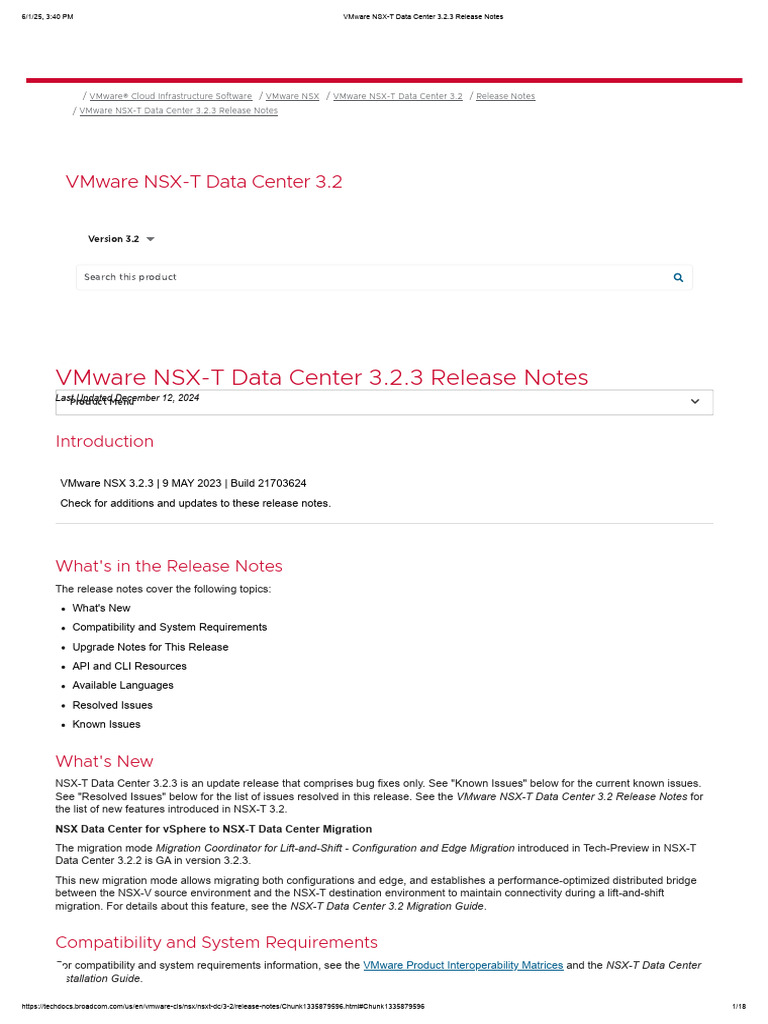 VMware NSX-T Data Center 3.2.3 Release Notes | PDF | Computer Cluster ...