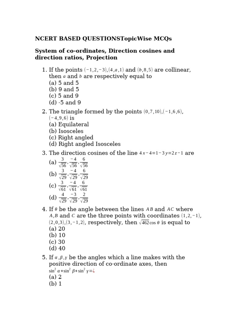 Coordinates Geometry of Three Dimensions | PDF | Line (Geometry ...