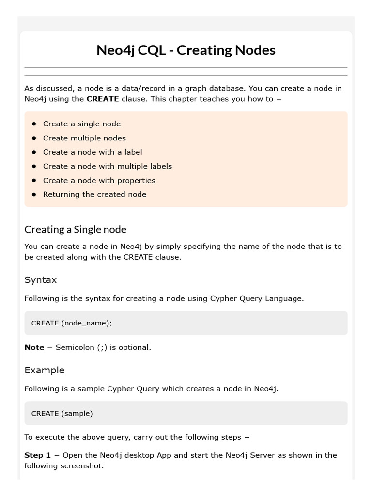 Neo4j CQL - Creating Nodes | PDF | Data Management Software | Data