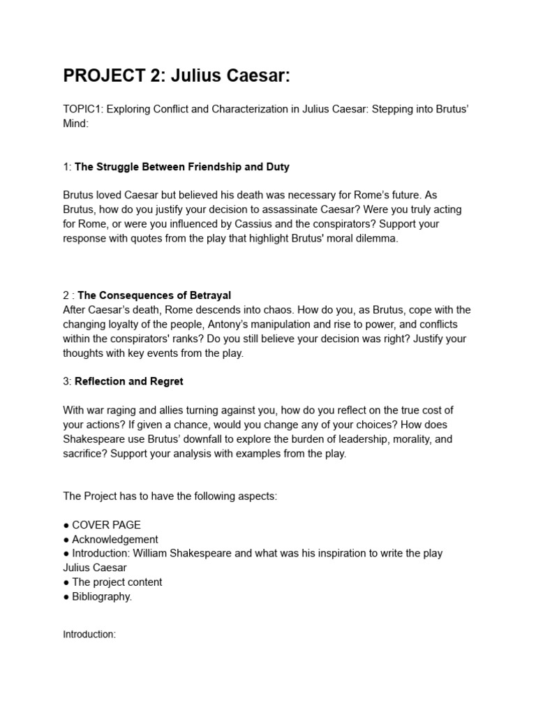English Literature Project - 2 | PDF | Julius Caesar