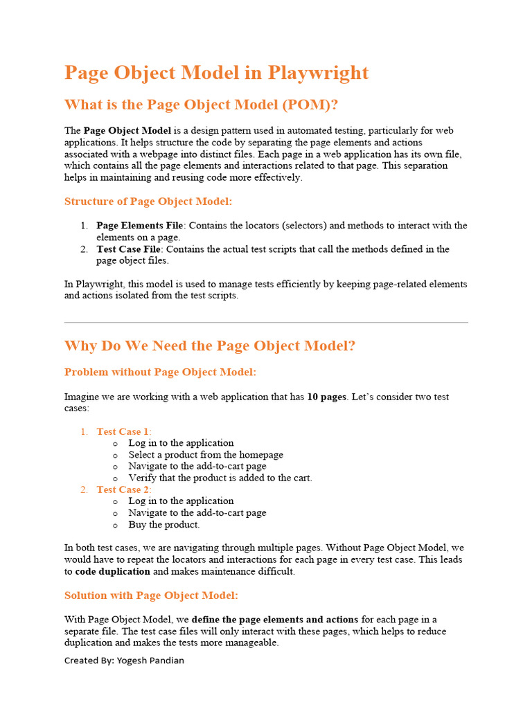 Page Object Model in Playwright | PDF | Java Script | Constructor (Object Oriented Programming)