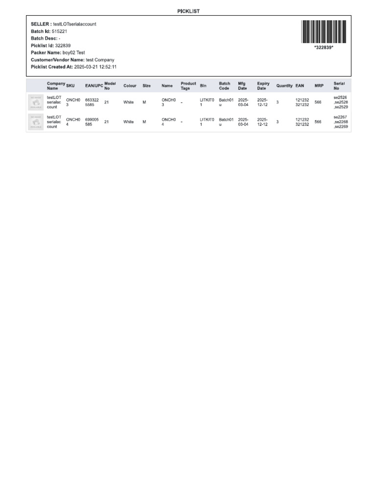 Pick List | PDF