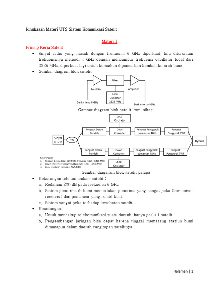 Ringkasan Materi UTS Sistem Komunikasi Satelit PDF | PDF