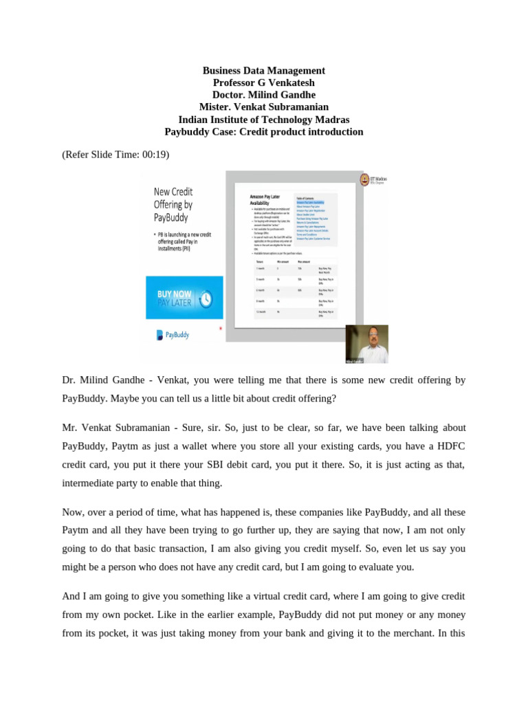 Paybuddy Case Credit Product Introduction | PDF | Credit Card | Interest