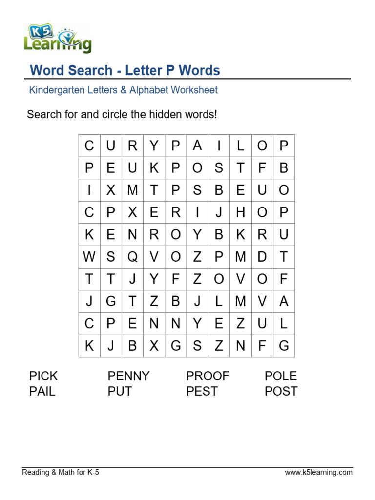 Word Search Letter P | PDF