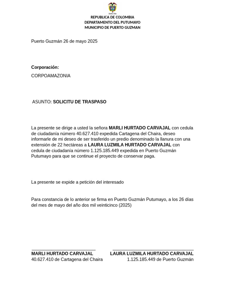 Solicitud de Traspaso | PDF