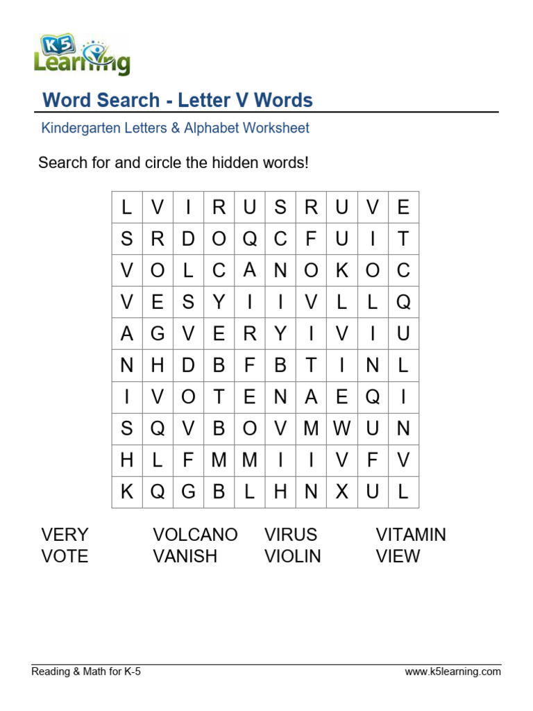Word Search Letter V | PDF
