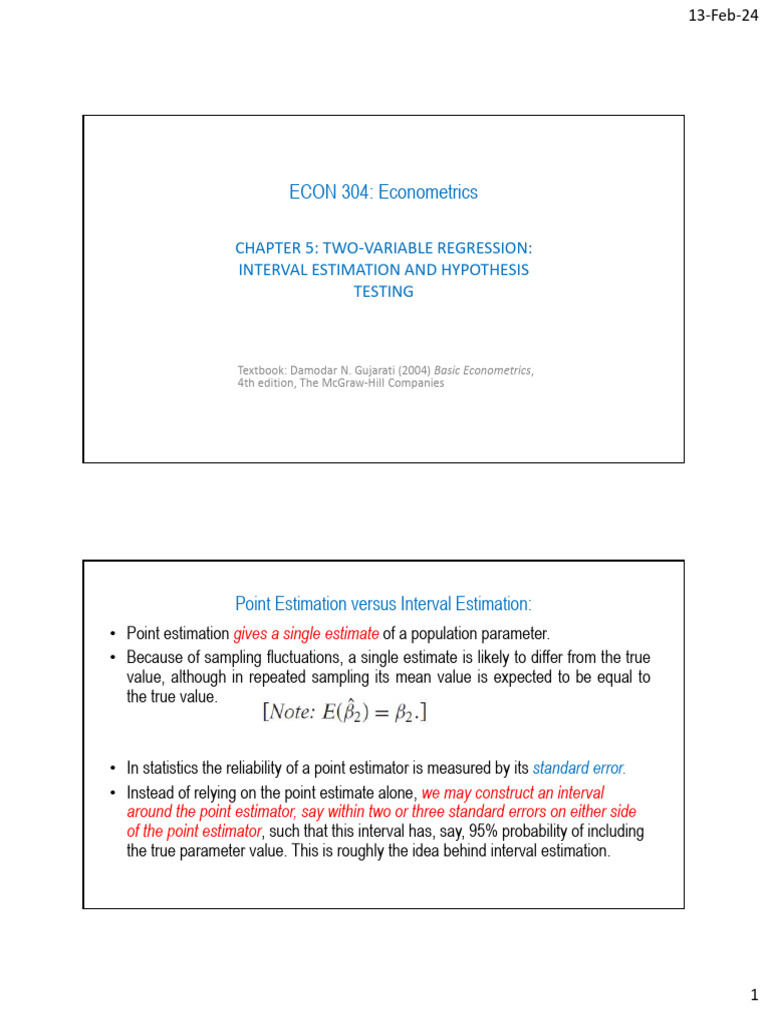 Ch 5 Two -Var Reg Hypothessis | PDF | Type I And Type Ii Errors | Statistical Significance