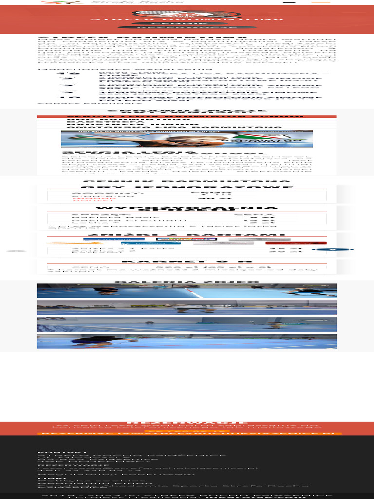 Strefa Badmintona - Strefa Ruchu Książenice | PDF