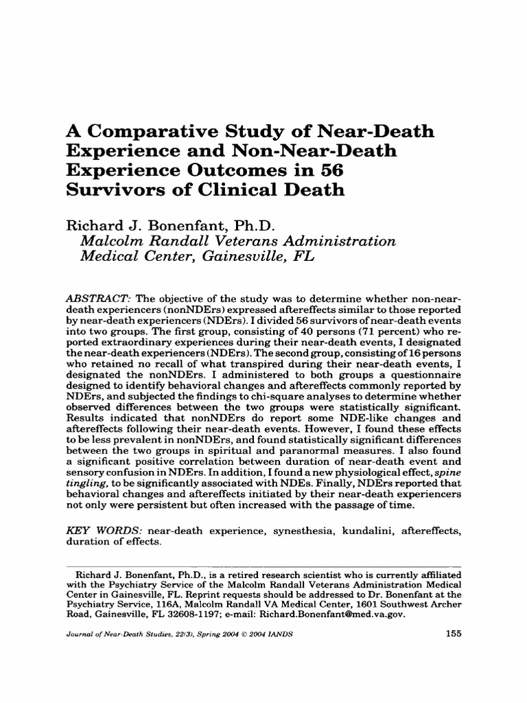 A Comparative Study of Near-Death Experience | PDF | Perception | Death