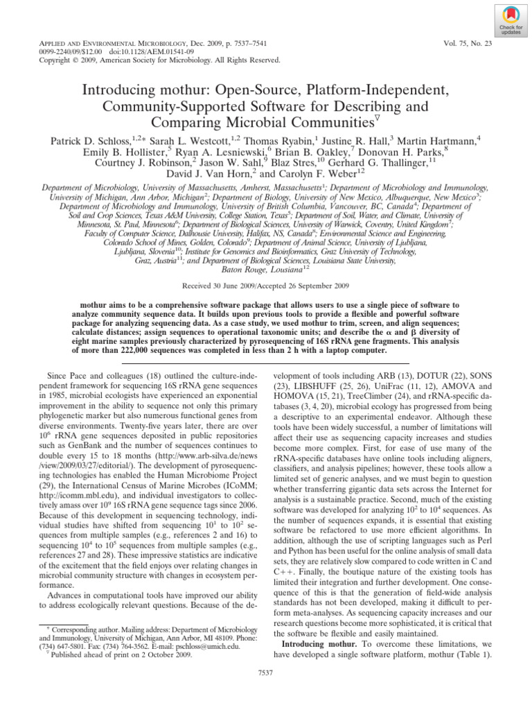 Schloss Et Al Introducing Mothur Open Source Platform Independent ...