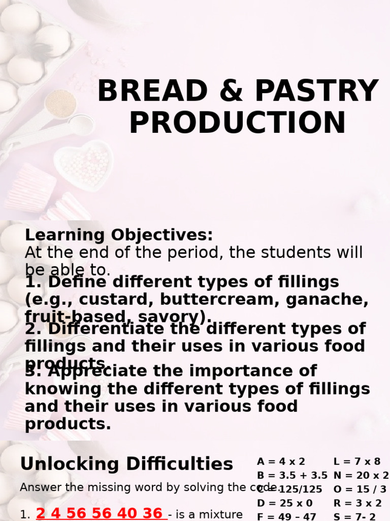 Bread & Pastry Production Co | PDF | Custard | Cakes