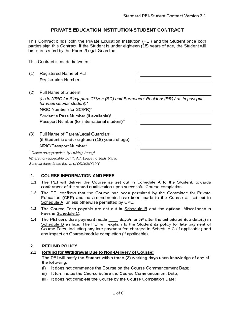 PEI-Student Contract Overview 3.1 | PDF | Justice | Crime & Violence