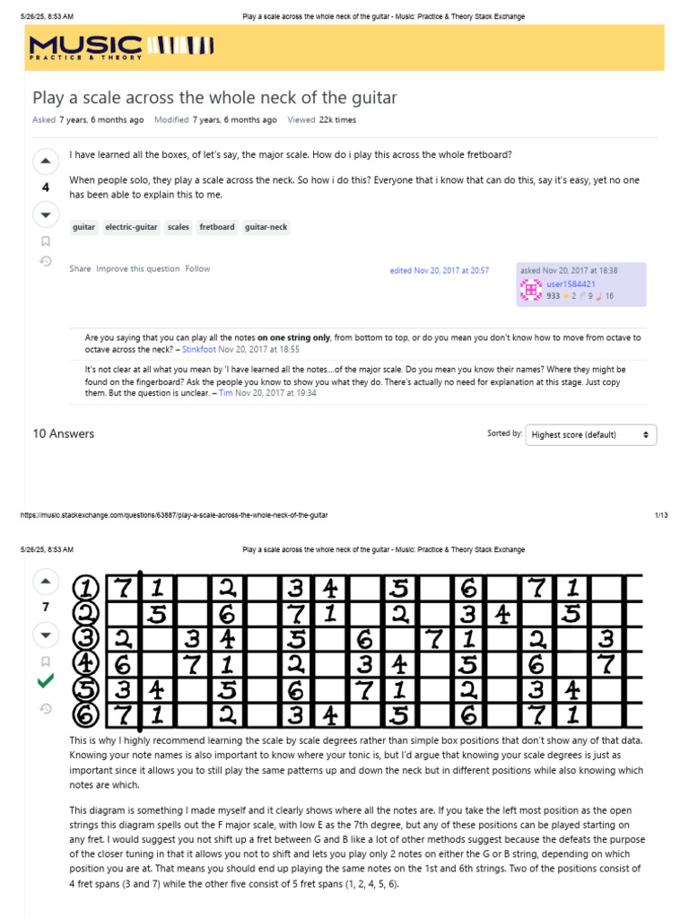 Play A Scale Across The Whole Neck of The Guitar - Music - Practice ...