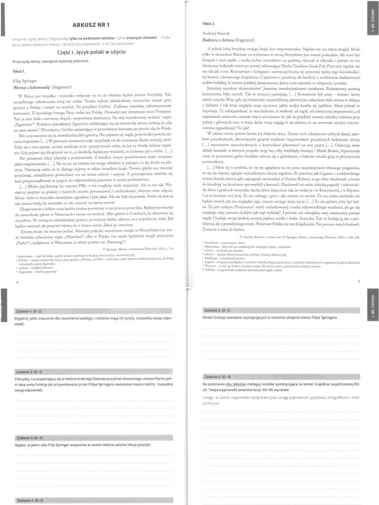 Arkusz 1 I 2 Nowa Matura GWO | PDF