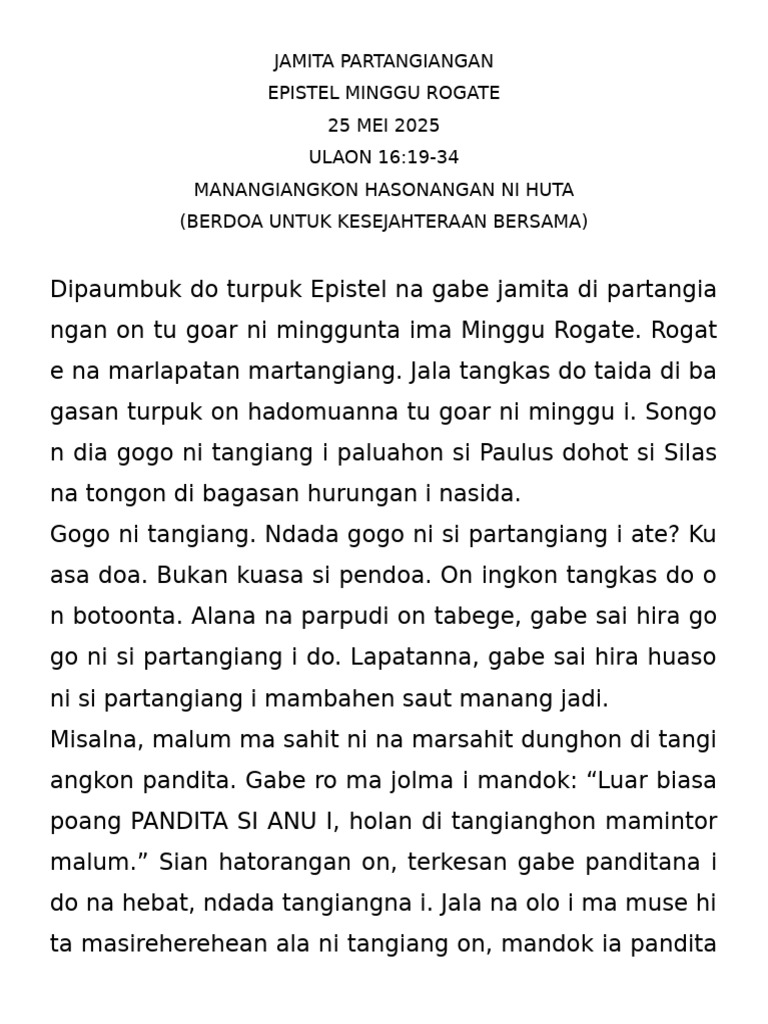 Saya Sedang Berbagi 'JAMITA PARTANGIANGAN 25052025' Dengan Anda | PDF