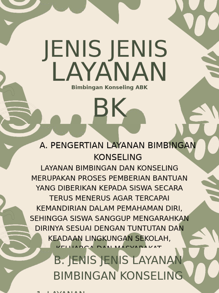 Jenis-Jenis Layanan Bimbingan Konseling | PDF