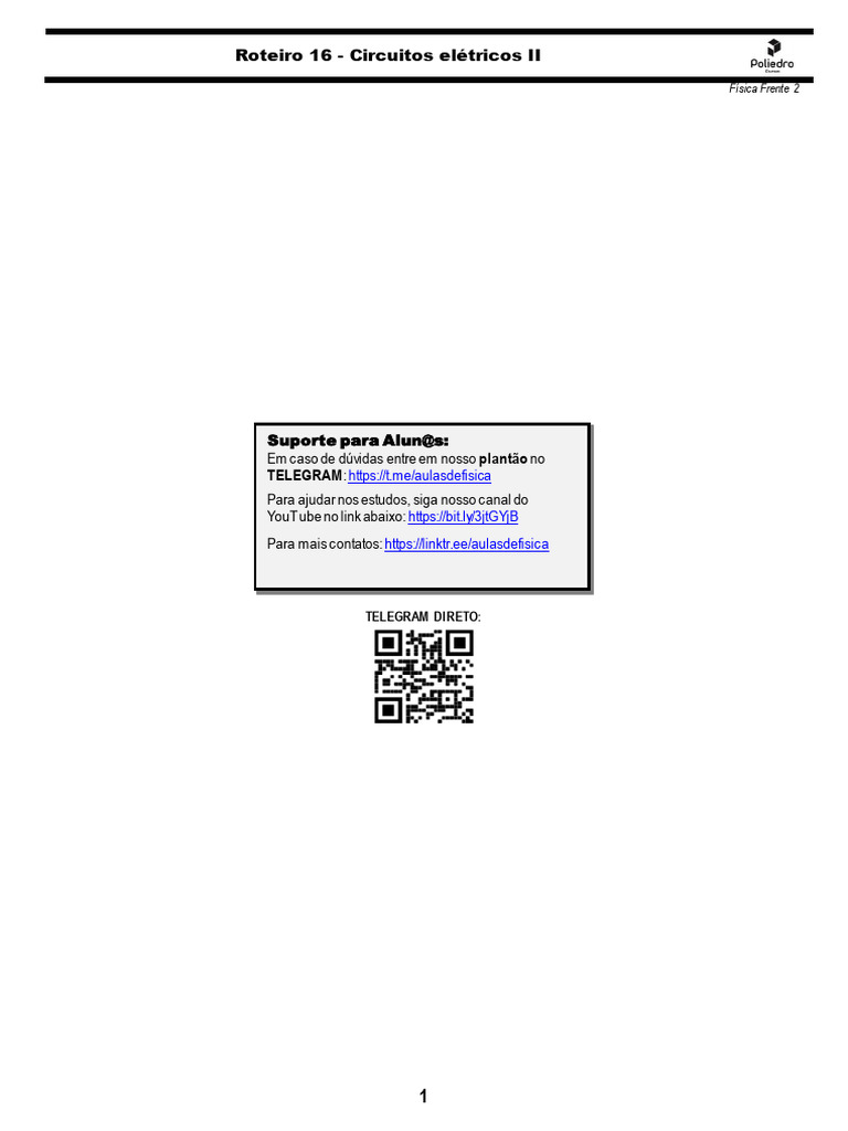 Fís 2 - Guia Da Semana 16 - Circuitos Elétricos II | PDF