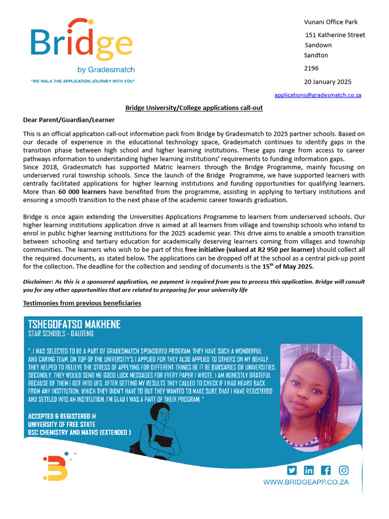 Bridge Application for 2026 Learners | PDF | Learning