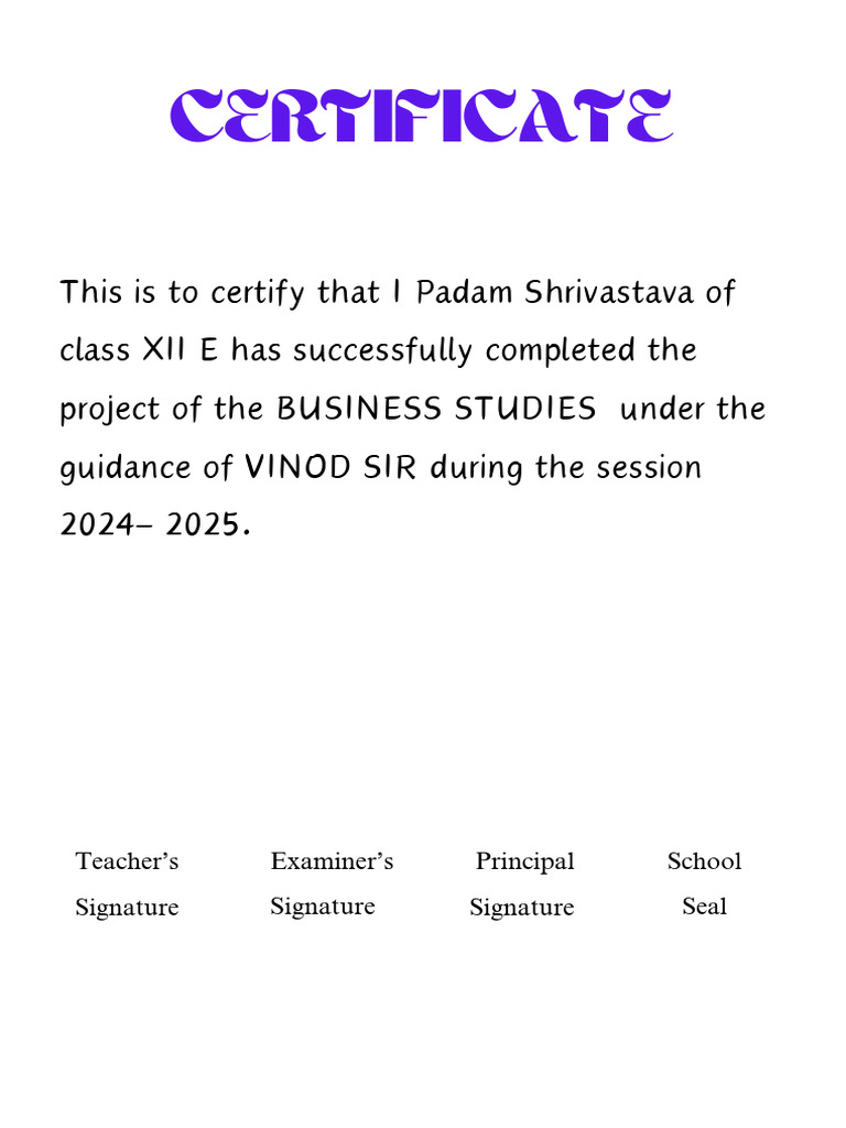 Business Certif I | PDF
