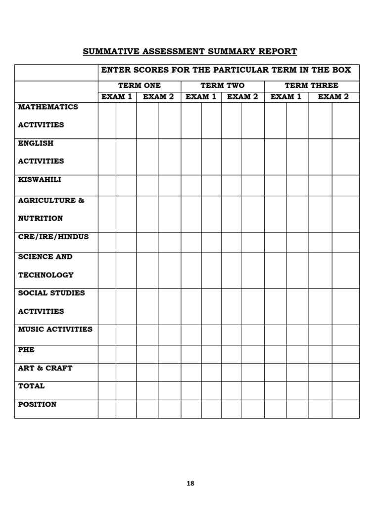 Summative Assessment Summary Repor1 | PDF