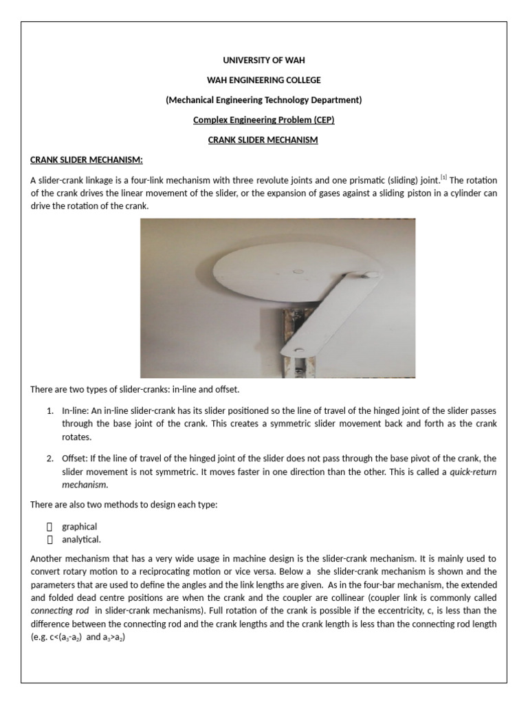 Crank Slider Mechanism | PDF | Mechanics | Mechanical Engineering