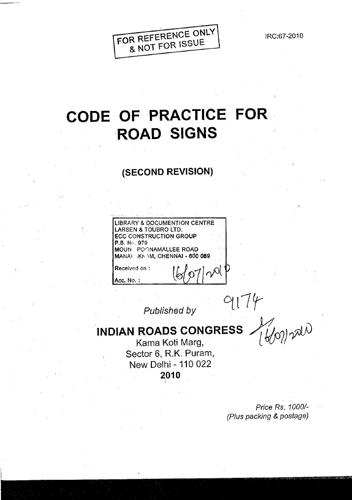 IRC 67-2010 - Road Signs | PDF
