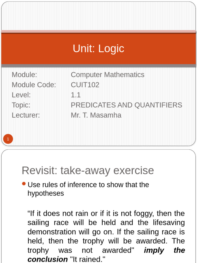 1d - Predicates and Quantifiers | PDF | Logic | Mathematical Logic